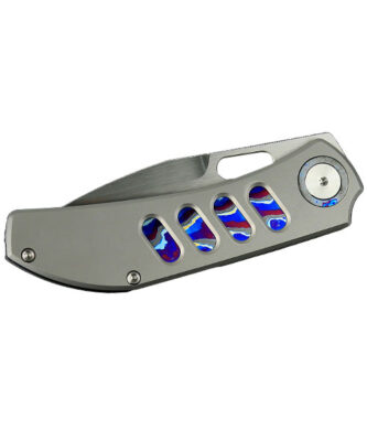 Chevron – Titanium Front Flipper with Zircuti inlay Thumb Hole – Yan Knives