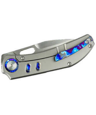 Chevron – Titanium Front Flipper with Zircuti inlay Thumb Hole – Yan Knives